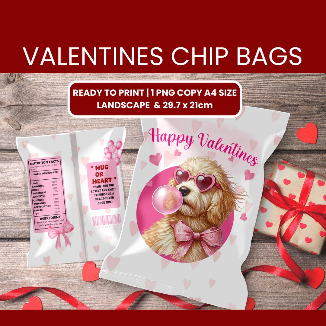 PRINTABLE Valentine Chip Bag, Valentine Treat Bag, Valentine Favors ...