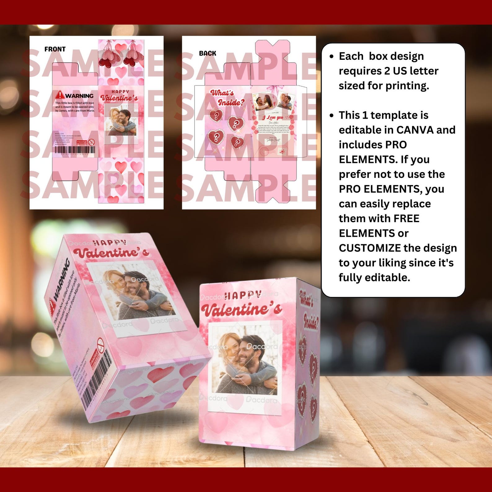 EDITABLE Valentine Blind Box Template, Canva Templates, Canva Editable ...