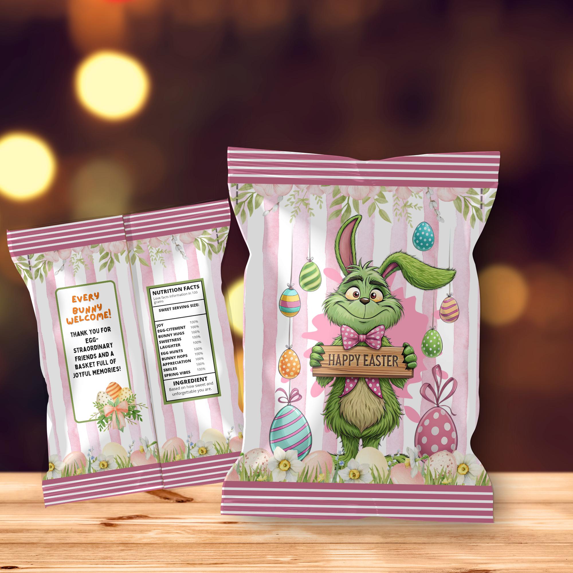 PRINTABLE Easter Bunny Chip Bag, Bunny Party Favor, Easter Treat Bag ...