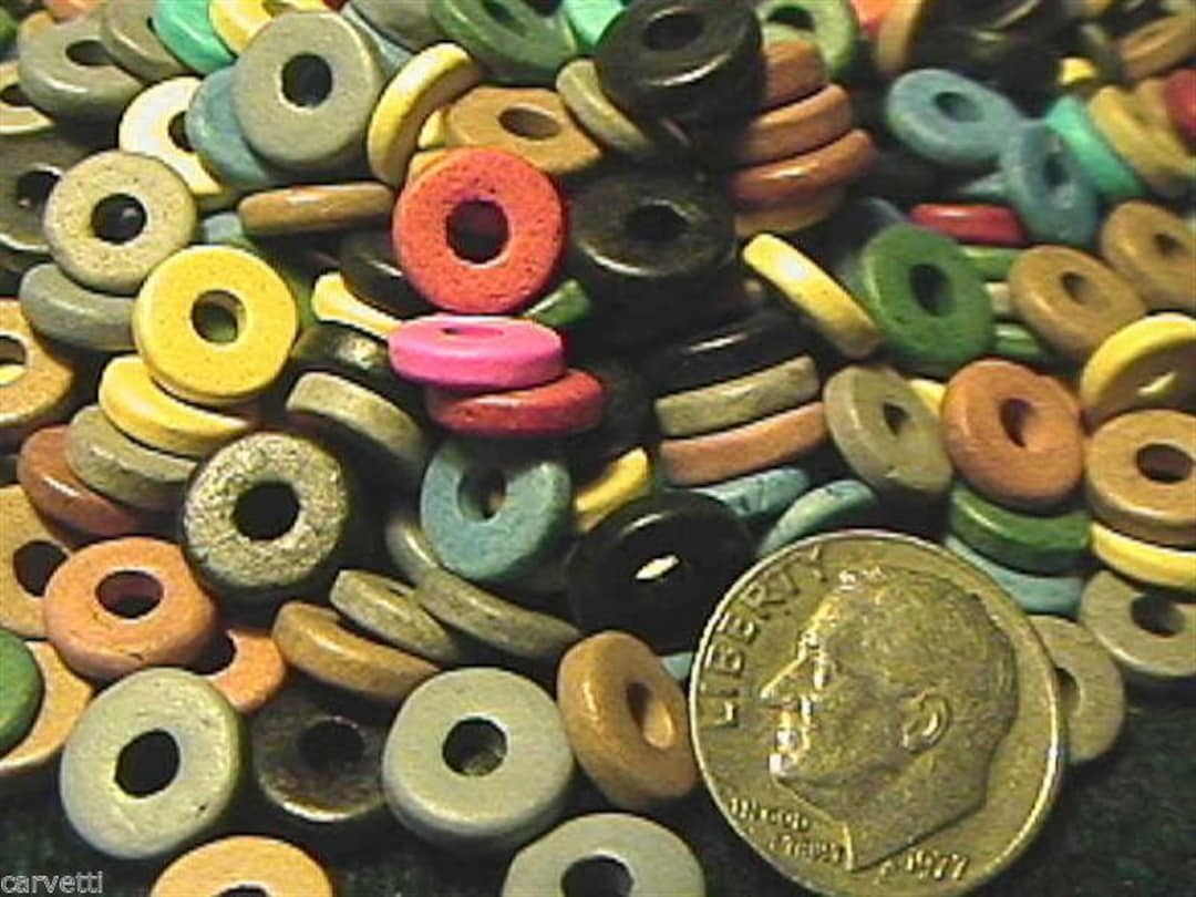 8mm Greek Ceramic Wafer Beads 1 Oz. Bag (approximately 180) Mix Colors ...