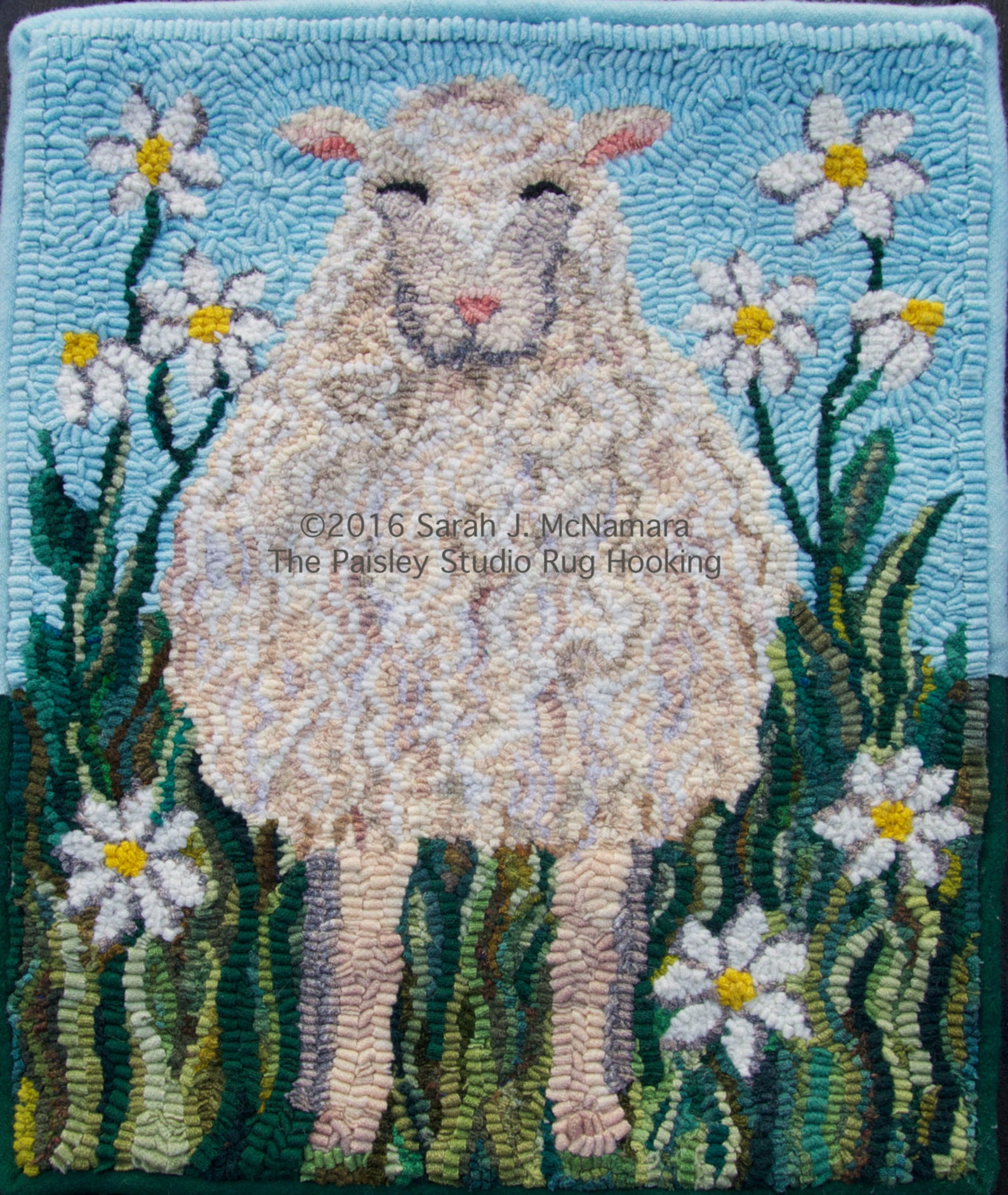 Sheep Rug Hooking PATTERN on Linen: Outstanding in Her Field - Etsy