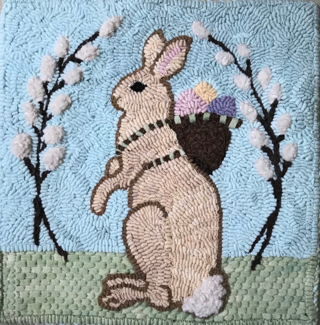 Backpack Bunny Rug Hooking Bunny PATTERN on Linen - Etsy