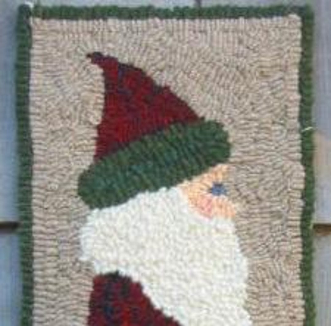 Skinny Santa Claus Rug Hooking PATTERN on Linen Hooked Rug Pattern ...
