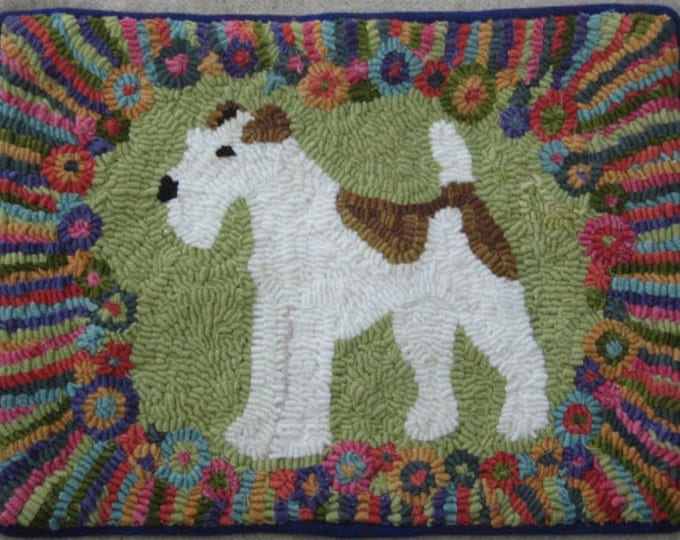 Rug Hooking Pattern on Linen Fleur the Fox Terrier - Etsy