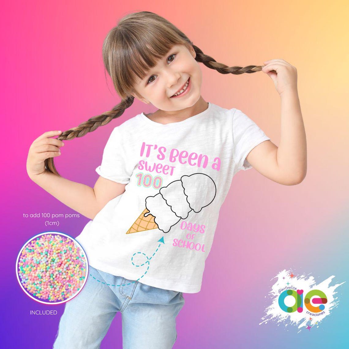 100th Day of School DIY Ice Cream Cone Shirt Kit, 100th Day of School ...