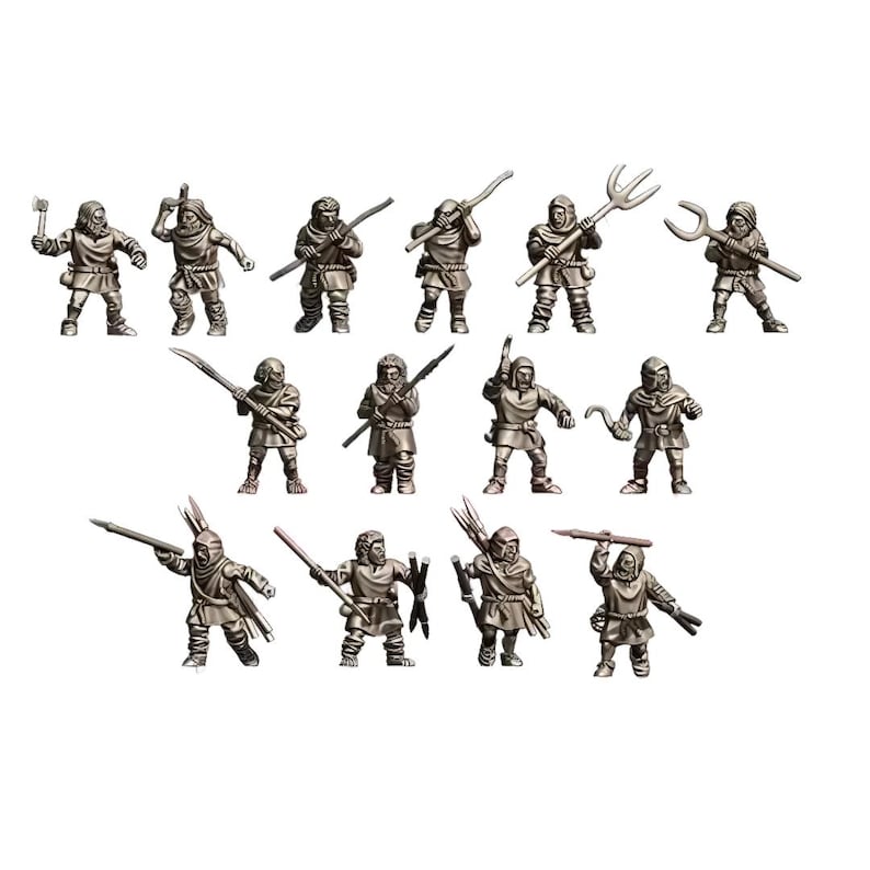 Medieval Miniatures 15mm Scale Peasant Infantry 3D Printed Historical ...