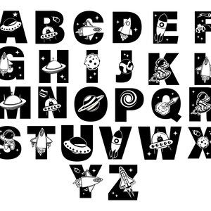 Space Alphabet SVG, Numbers SVG, Space Letter Svg, Spaceship, Astronaut ...