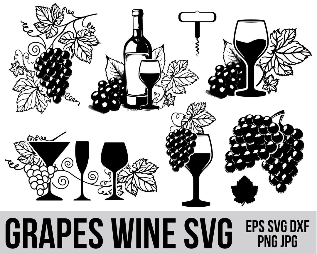 Wine SVG Bundle, Grapevine SVG, Wine Bottle and Glass Svg, Grapevine ...