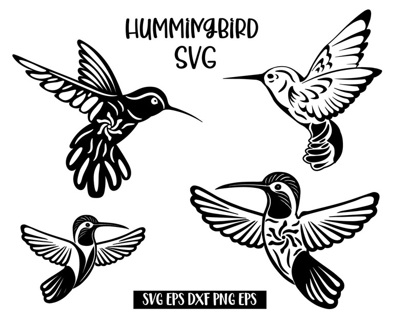Hummingbird Svg Bundle, Floral Birds SVG, 3 Flying Bird Svg, Files for ...