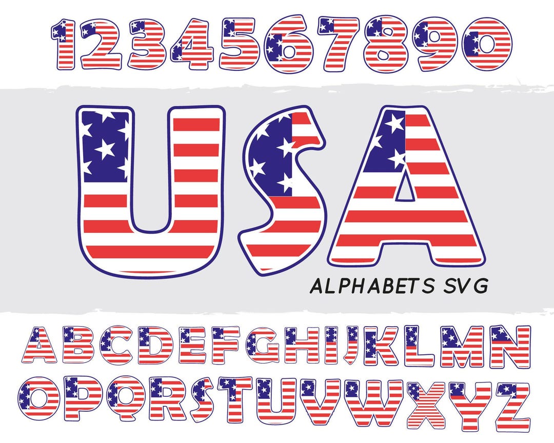 USA Font Svg, USA Alphabet Svg, USA Font, Usa Flag Font, Usa Flag Svg ...