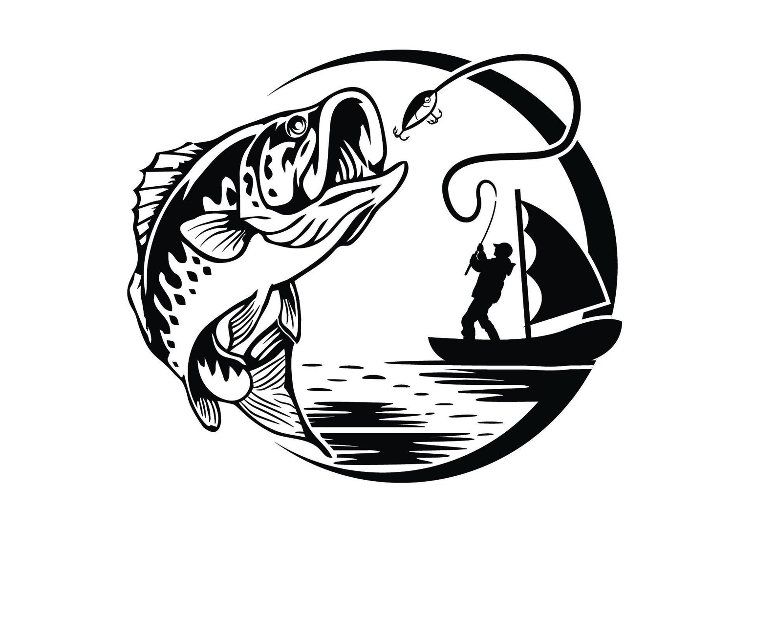 Fisherman Catching Fish SVG, Bass Fishing SVG, Bass Fish Svg, Bass ...