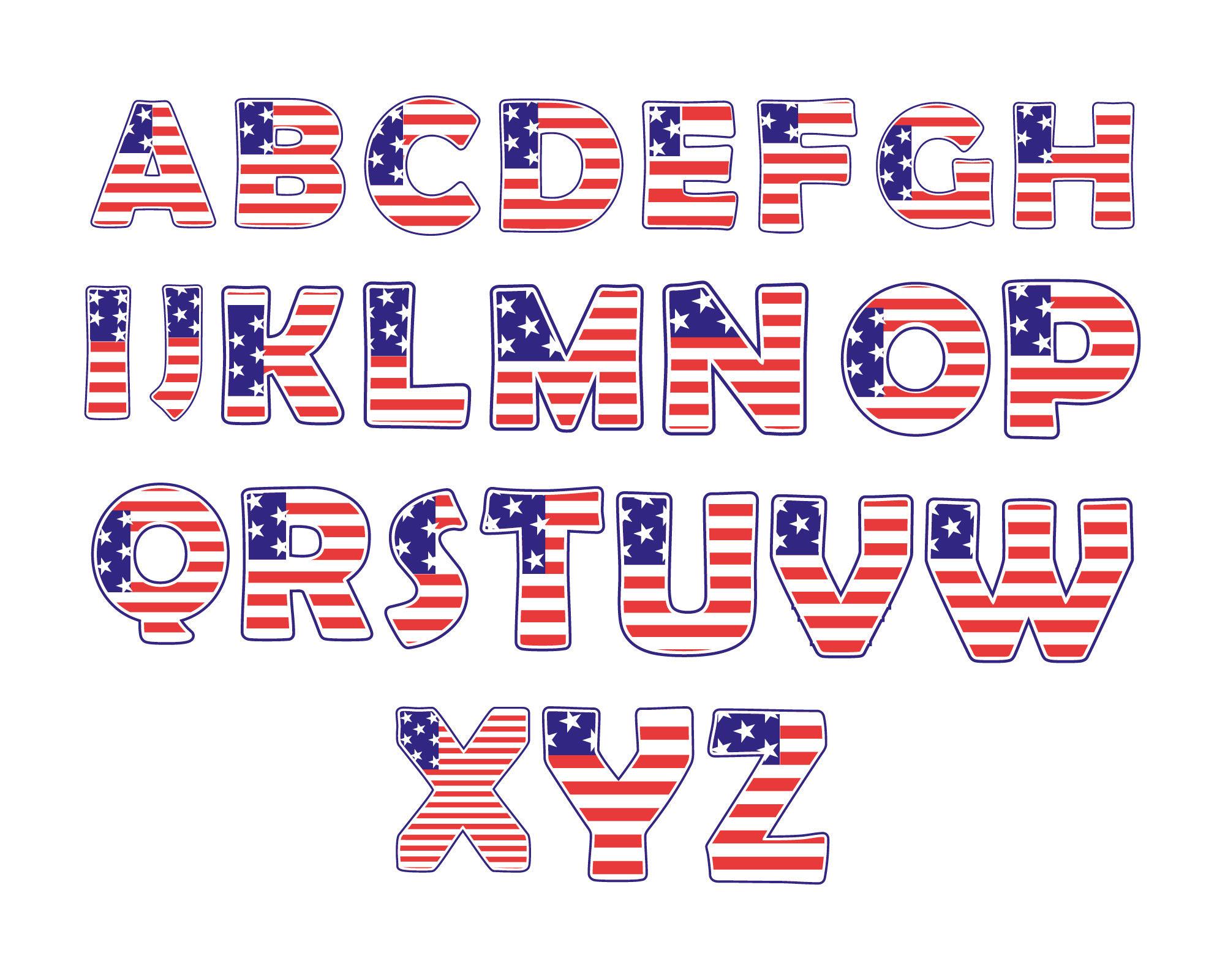 USA Font Svg, USA Alphabet Svg, USA Font, Usa Flag Font, Usa Flag Svg ...