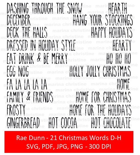ALL 112(!!) Rae Dunn Inspired Christmas Words & Phrases - Cricut ...