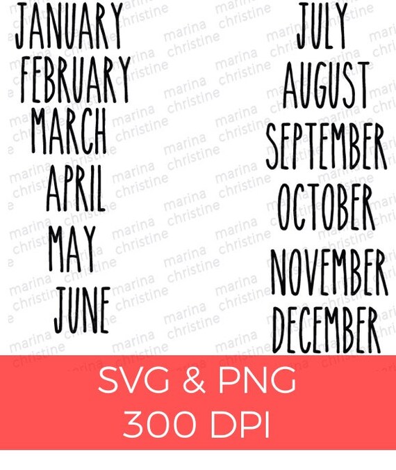 Rae Dunn Inspired Months Words Cricut Silhouette Vinyl | Etsy