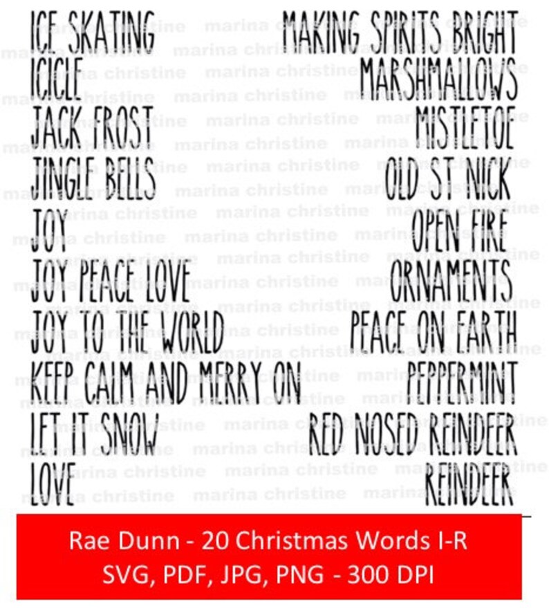 ALL 112 Rae Dunn Inspired Christmas Words & Phrases Cricut, Silhouette ...