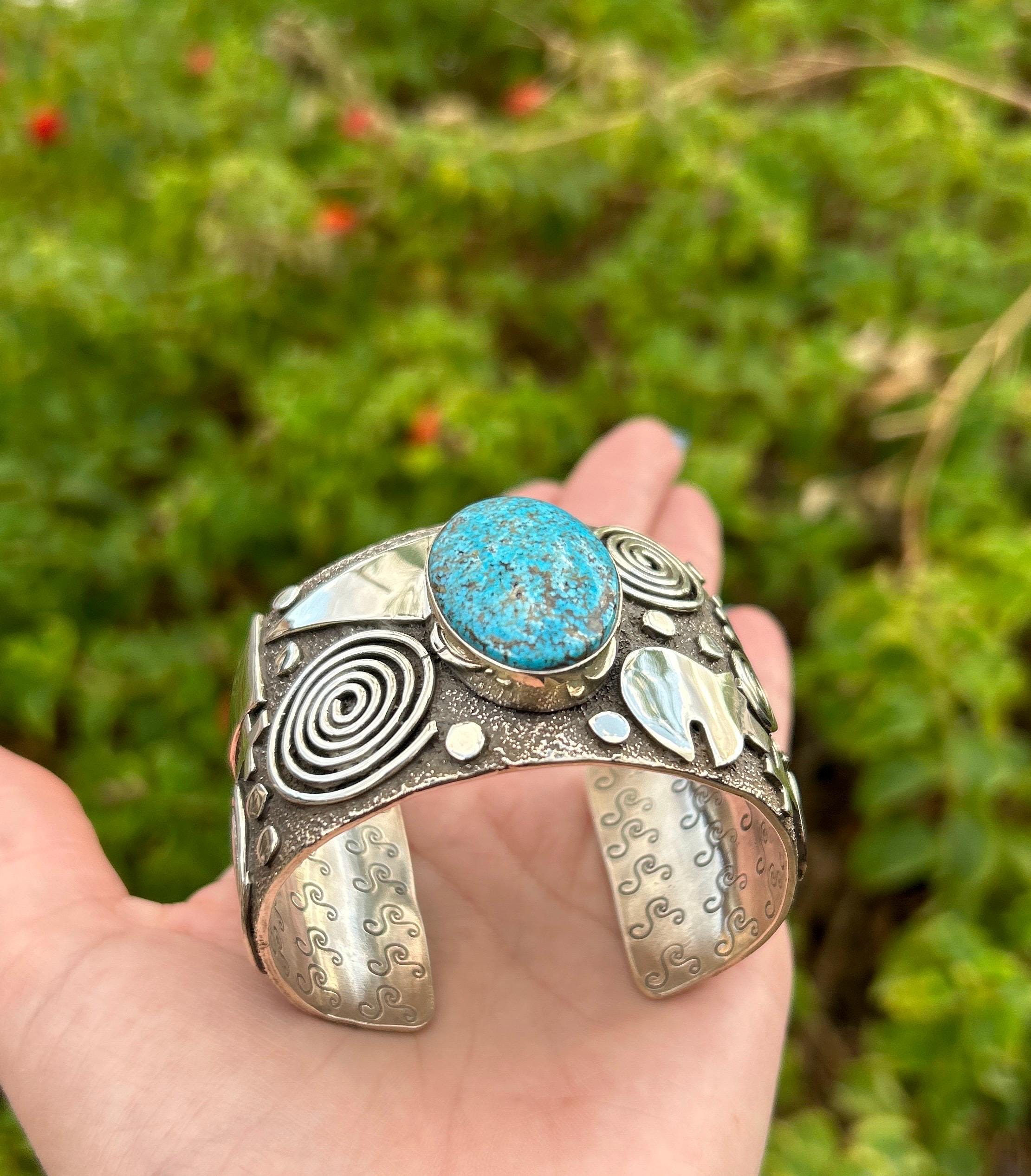 Alex Sanchez Symbol Red Mountain Turquoise Sterling Silver Thick Cuff ...