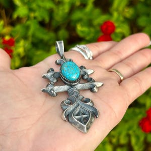 Isleta Cross Oxidized Sterling Silver Navajo Handmade Pendant - Etsy
