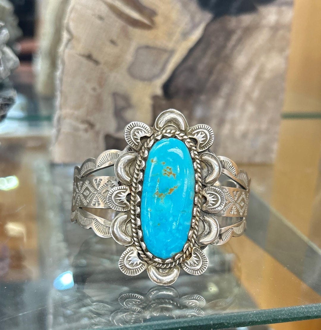 Valley Blue Turquoise Sterling Silver Navajo Handmade Cuff Bracelet - Etsy