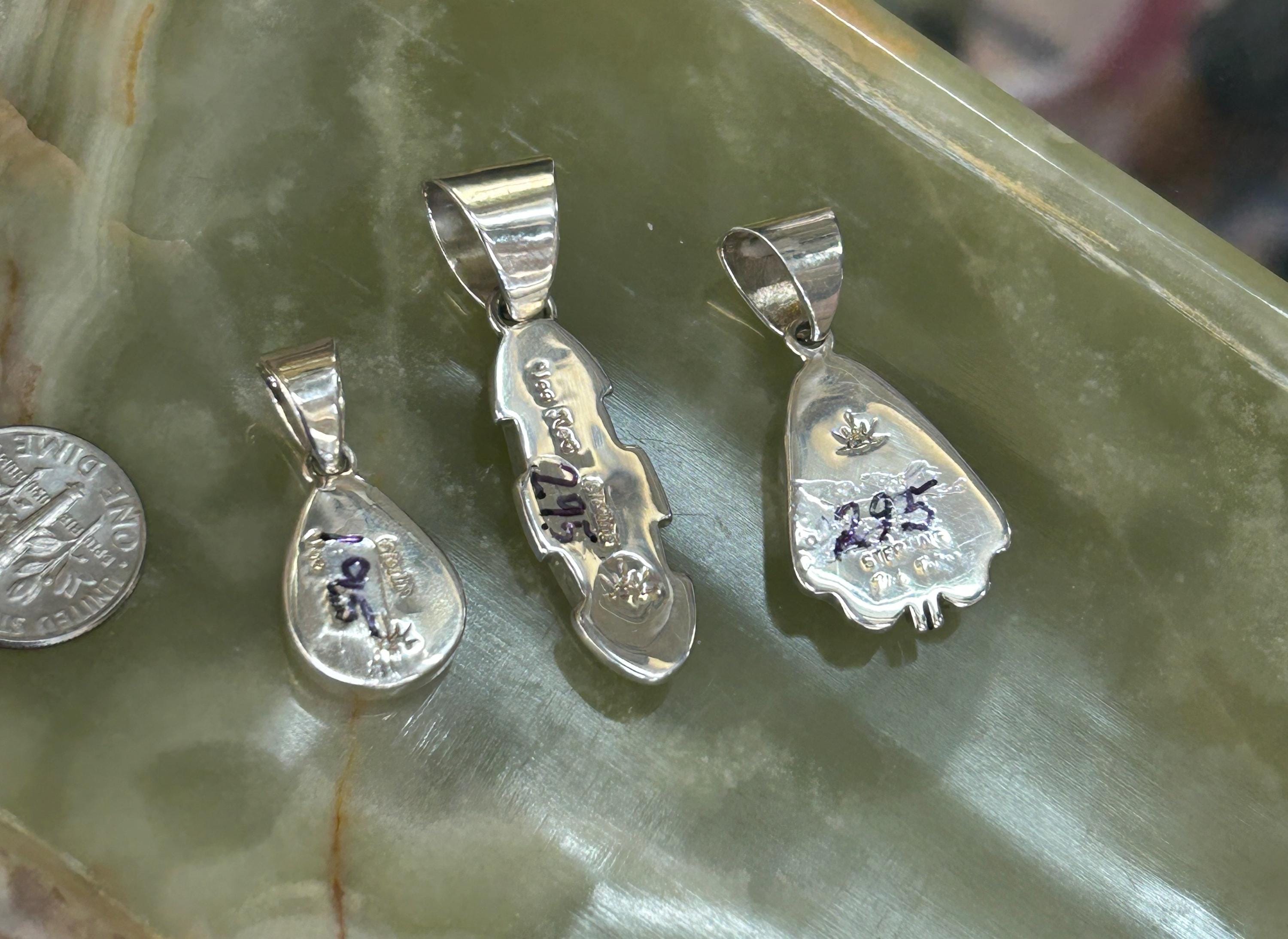 Spiny Oyster Shell Inlay Opal Sterling Silver Navajo Handmade Pendants ...