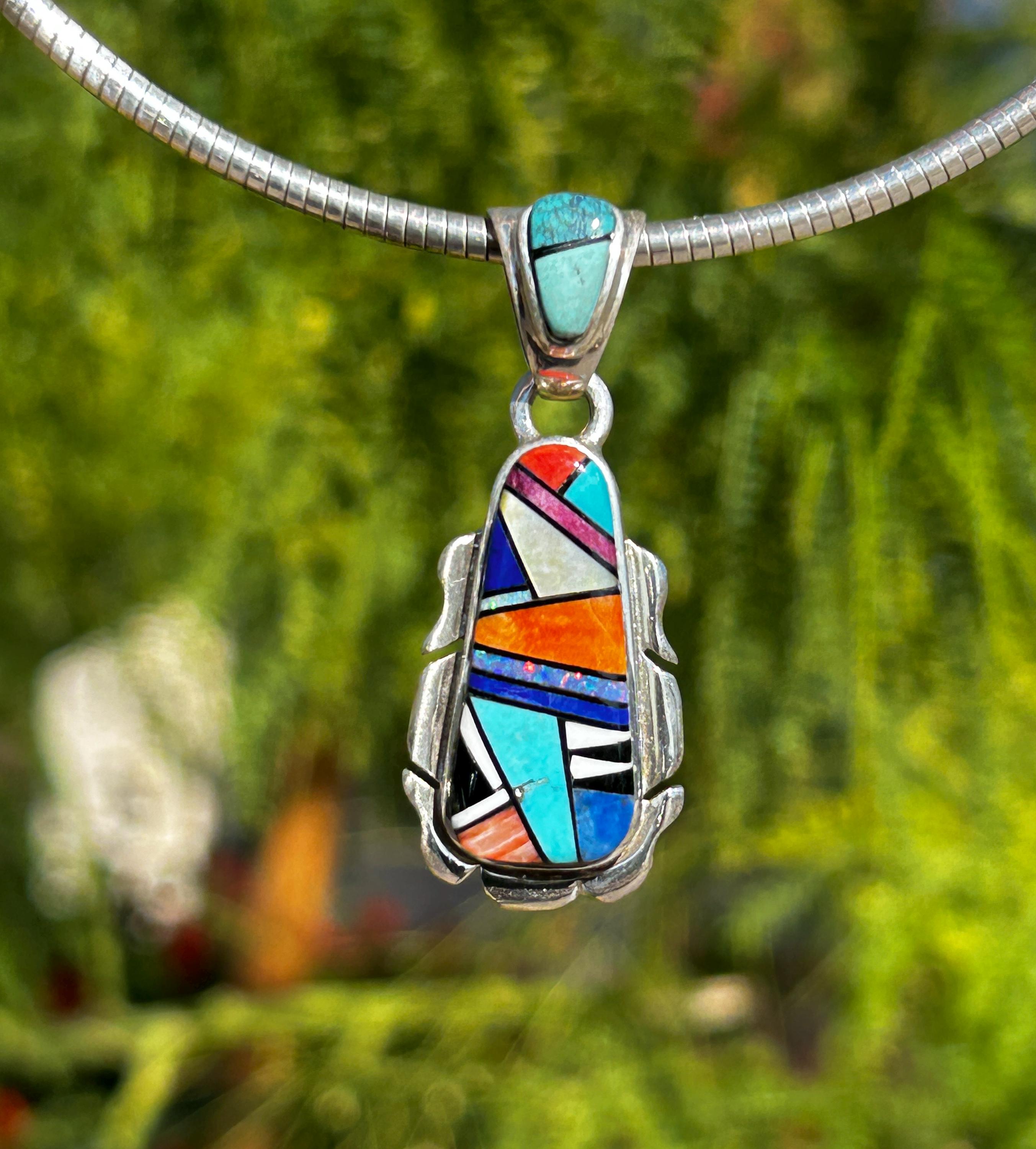 Navajo Inlay Multistone Sterling Silver Colorful Sterling Silver ...