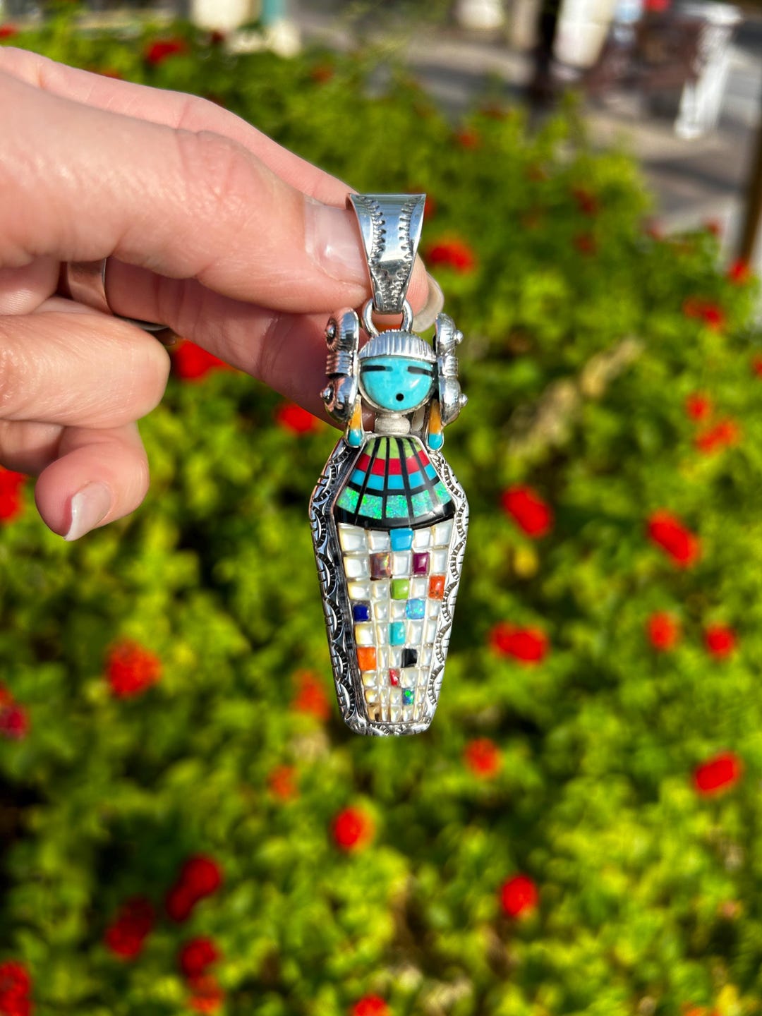 Made to Order Corn Maiden Kachina Cobblestone Inlay Mother of Pearl ...