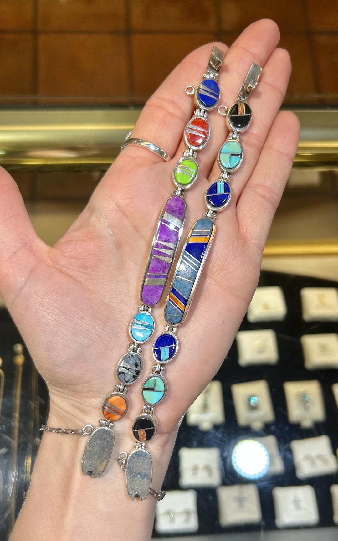 Vintage Calvin Begay Navajo Handmade Sterling Silver Colorful ...