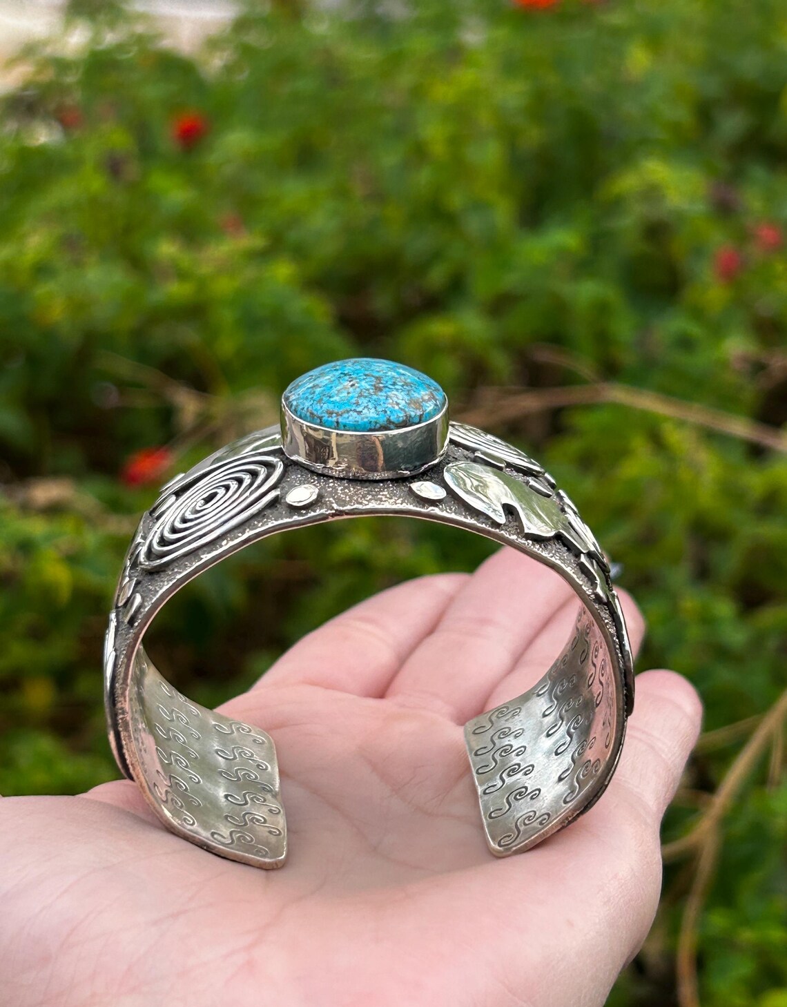 Alex Sanchez Symbol Red Mountain Turquoise Sterling Silver Thick Cuff ...