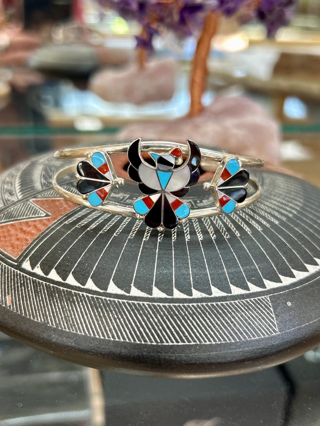 Zuni Thunderbirds Inlay Multistone Coral, Mother of Pearl, Turquoise ...