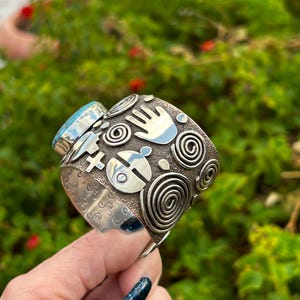 Alex Sanchez Symbol Red Mountain Turquoise Sterling Silver Thick Cuff ...