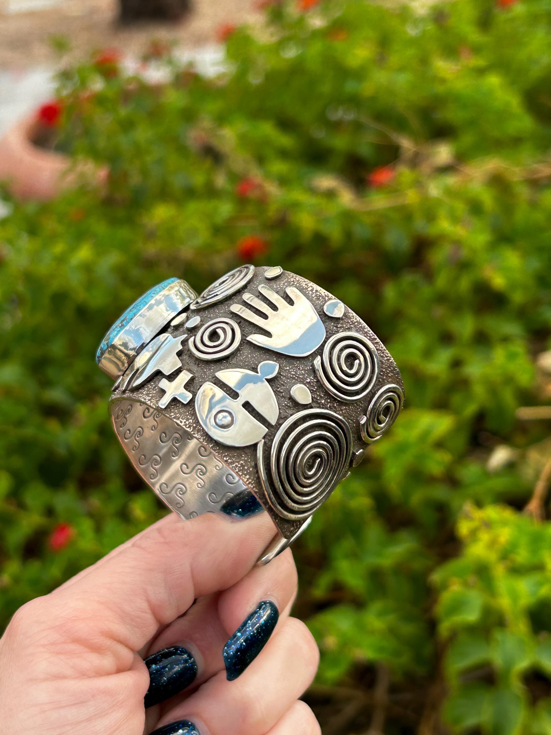Alex Sanchez Symbol Red Mountain Turquoise Sterling Silver Thick Cuff ...