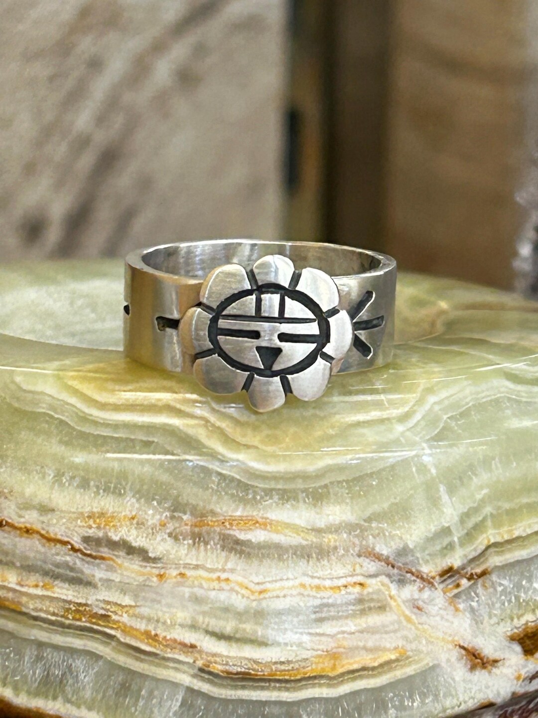 Hopi Handmade Sterling Silver Sunface Unisex Ring - Etsy