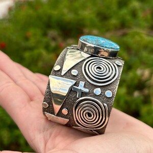 Alex Sanchez Symbol Red Mountain Turquoise Sterling Silver Thick Cuff ...