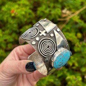 Alex Sanchez Symbol Red Mountain Turquoise Sterling Silver Thick Cuff ...