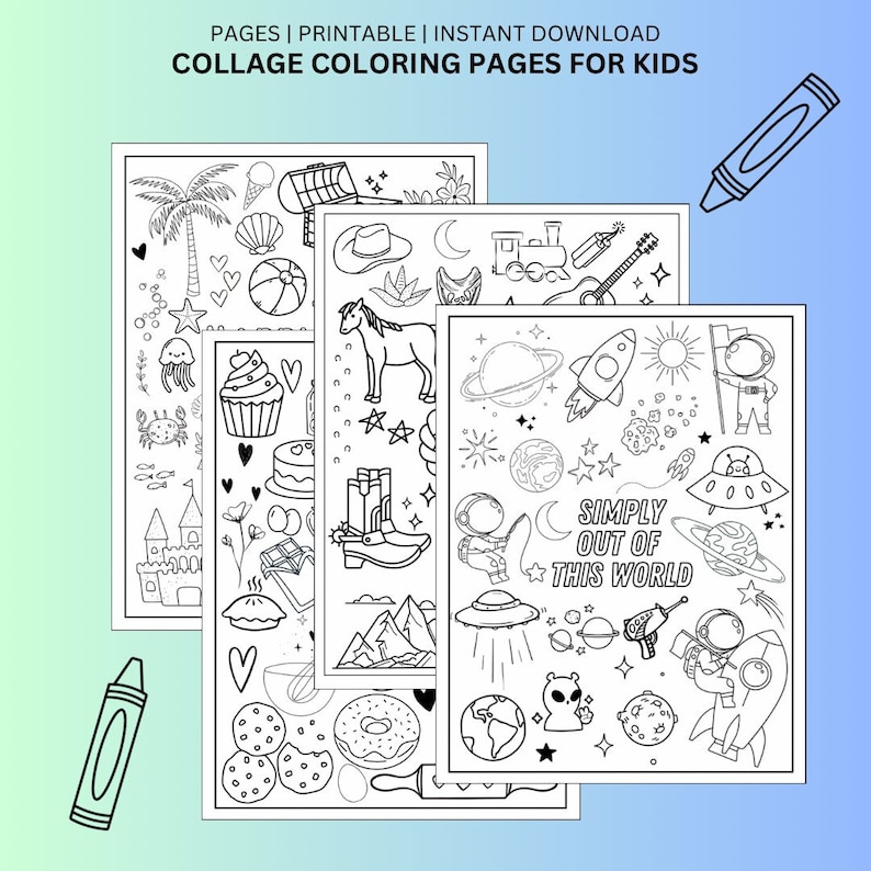 Collage Coloring Pages for Kids, Fun Coloring Pages, Art Activity ...