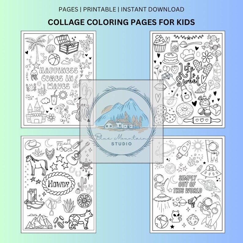 Collage Coloring Pages for Kids, Fun Coloring Pages, Art Activity ...
