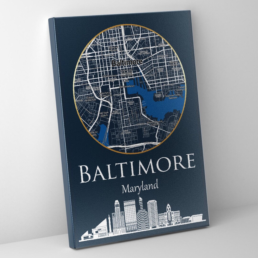 Baltimore Map Canvas Print - Baltimore Wall Art, Baltimore City Map ...
