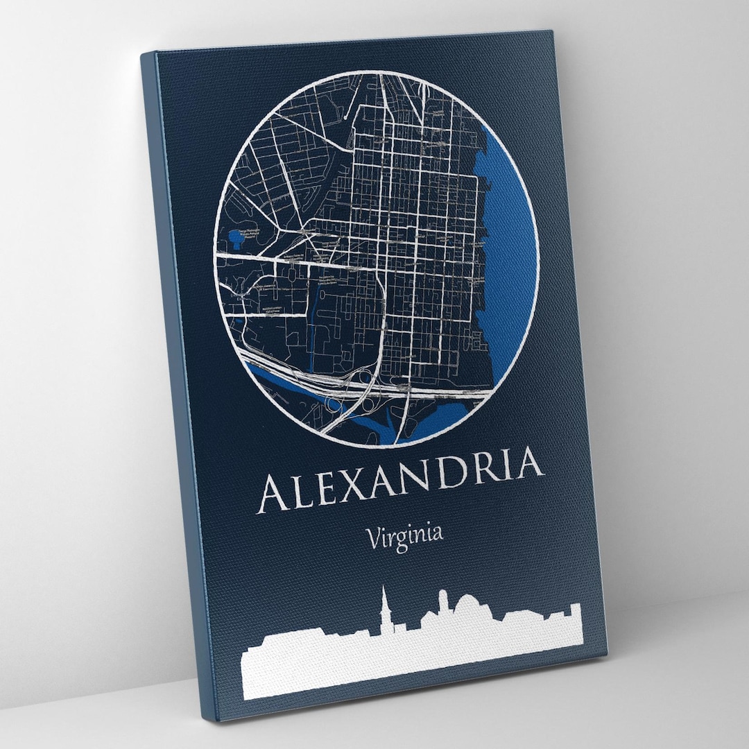 Alexandria Virginia Map Canvas Print -alexandria Wall Art, Alexandria ...