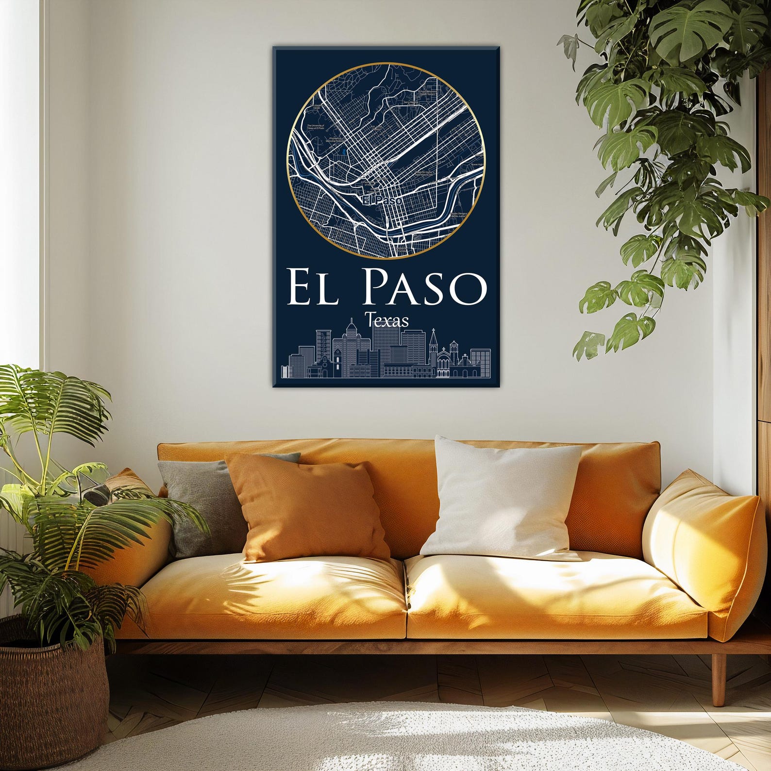 El Paso Map Canvas Print: Modern Texas Wall Art - Etsy