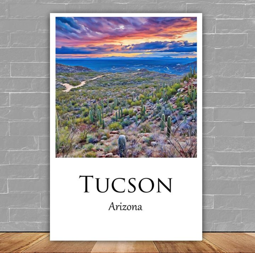 Tucson Arizona Watercolor Canvas Print: Desert Landscape Wall Art - Etsy