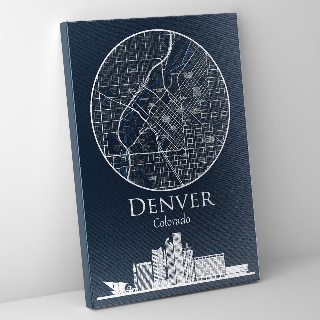 Denver Colorado Map Art: Modern Minimalist Canvas Print - Etsy
