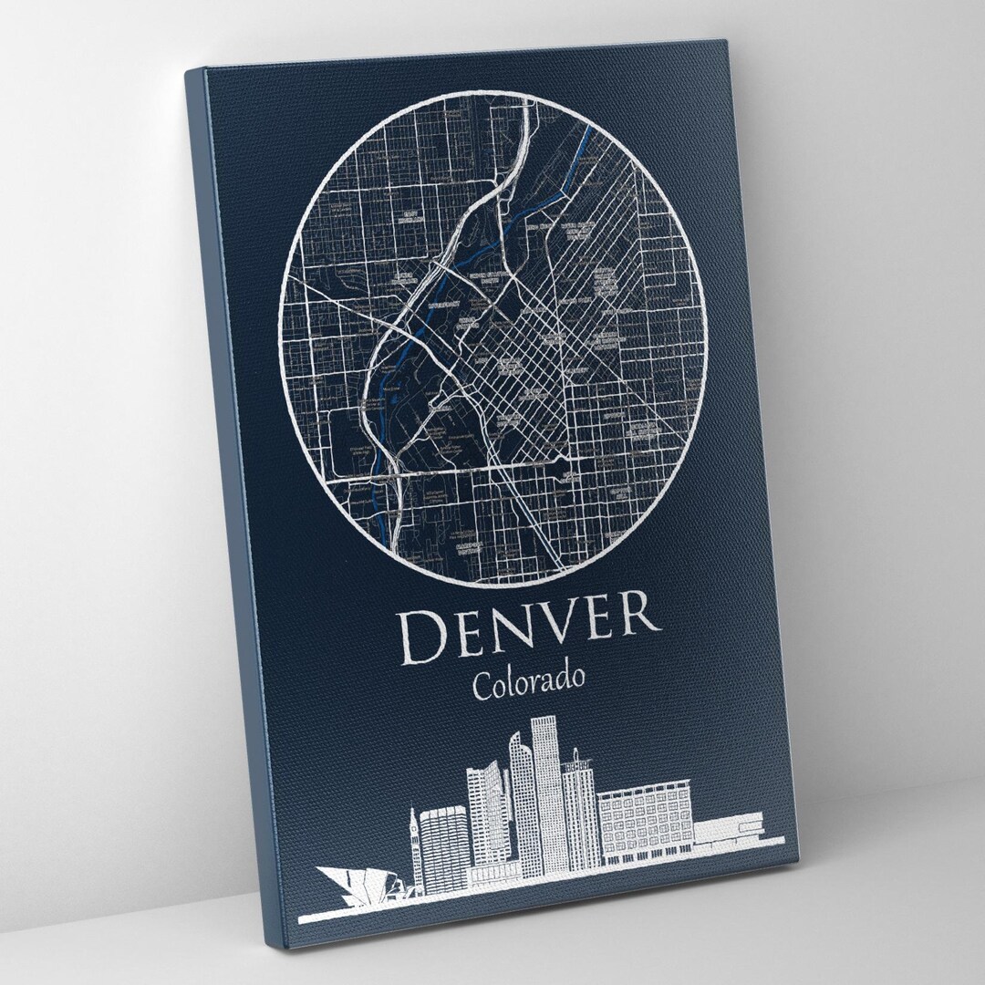 Denver Map Canvas Print -denver Wall Art, Denver City Map Canvas ...