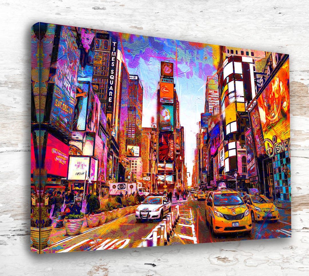 NYC Skyline Art Print | Times Square Canvas, Abstract New York - Etsy