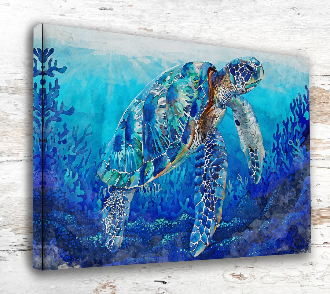 Sea Turtle Wall Art, Sea Turtle Watercolor Canvas, Sea Turtle Nursery ...