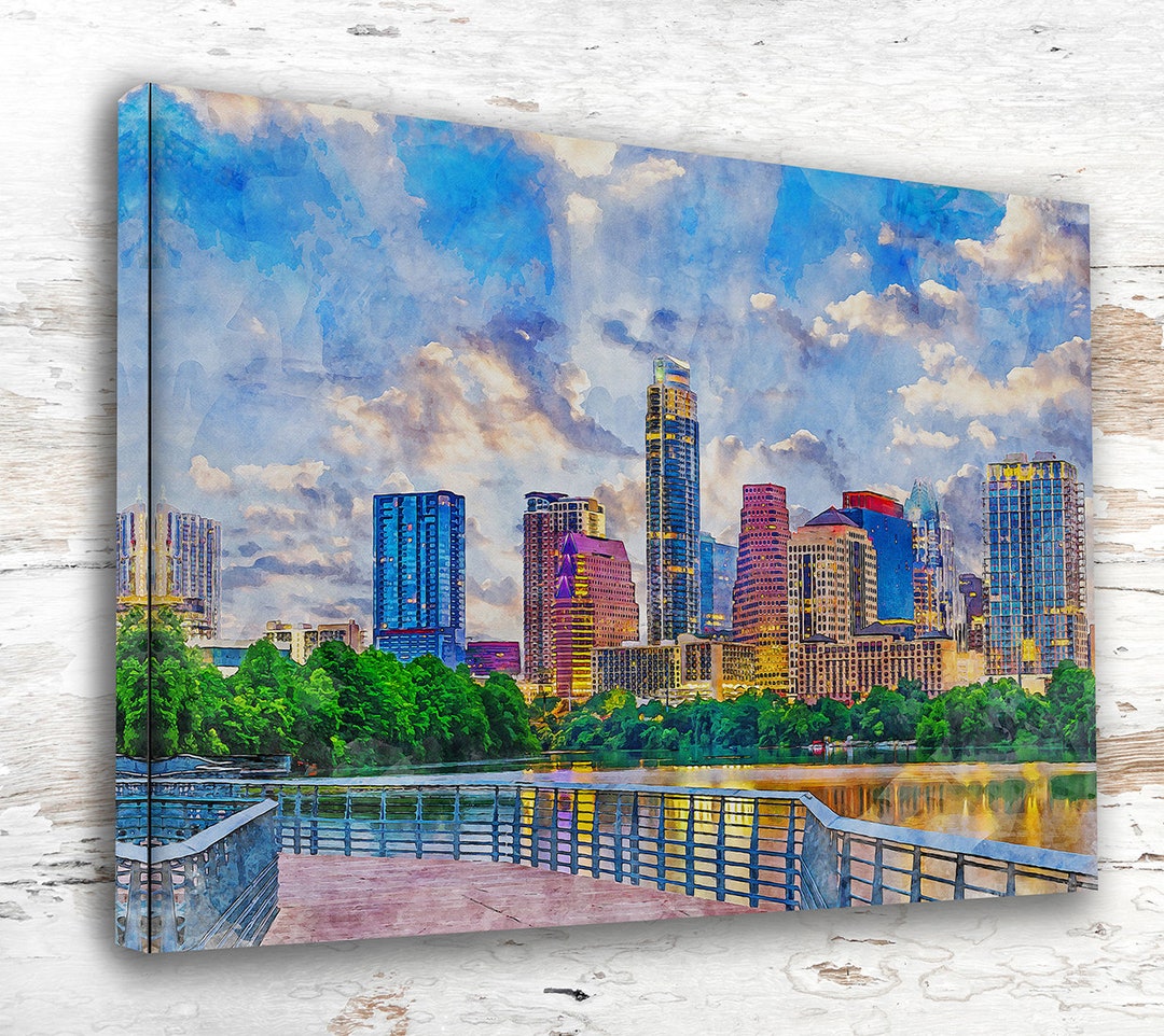 Austin Texas Canvas Watercolor, Austin Texas Wall Art, Austin Texas ...
