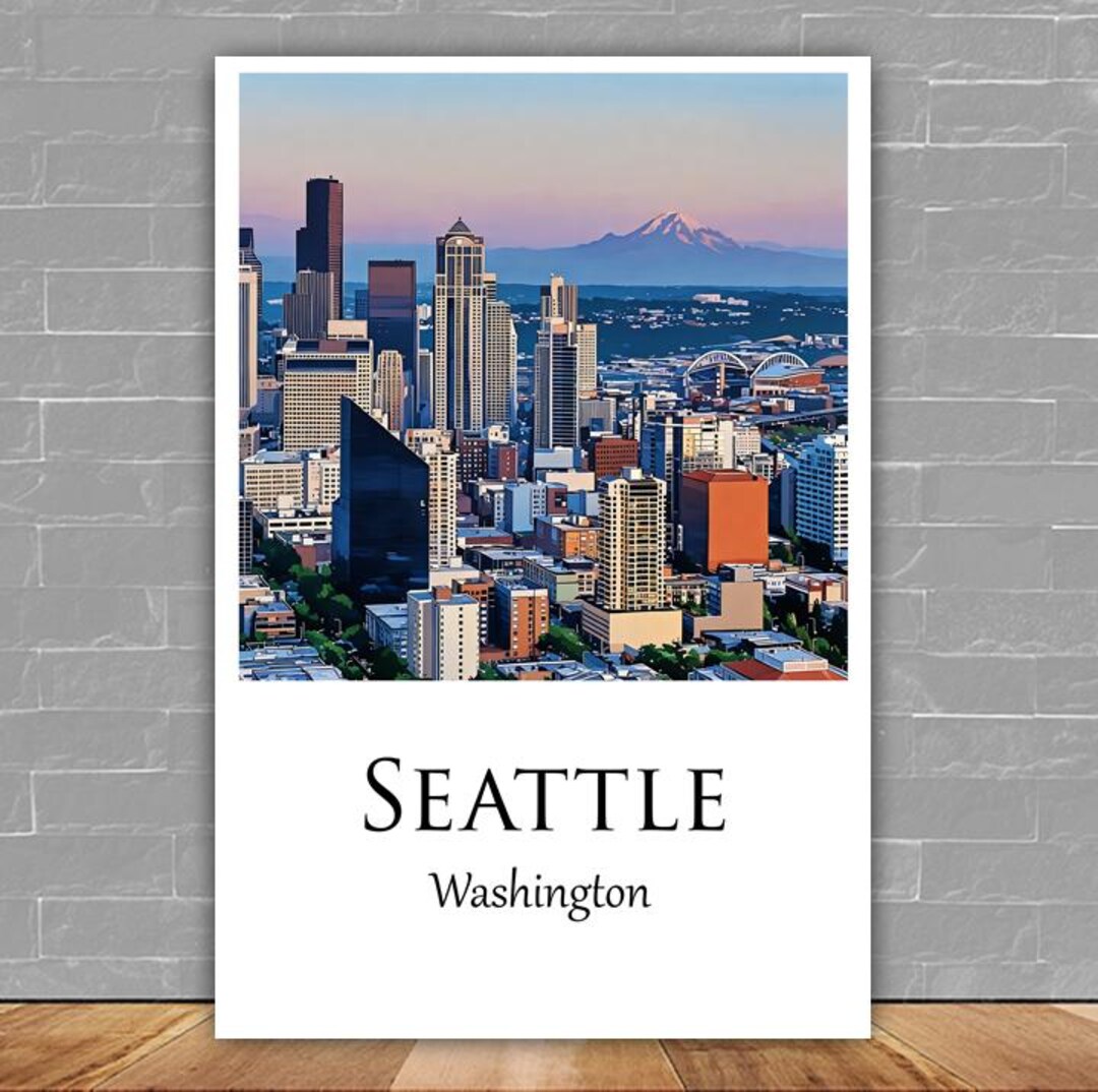Seattle Watercolor Art Print | Washington State Wall Art, Canvas Decor ...