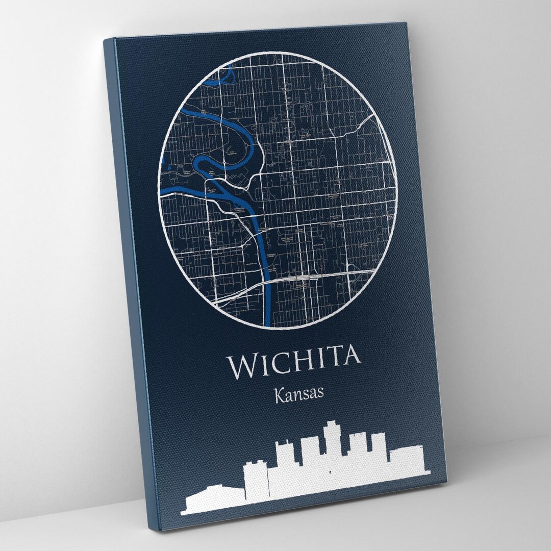 Wichita Kansas Map Canvas Print: City Home Decor - Etsy