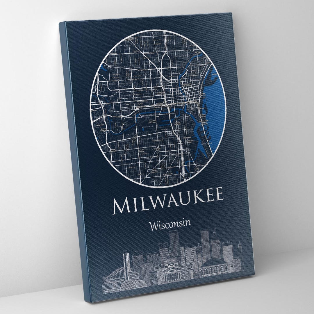 Milwaukee Map Canvas Print: Modern Minimalist Wall Art - Etsy
