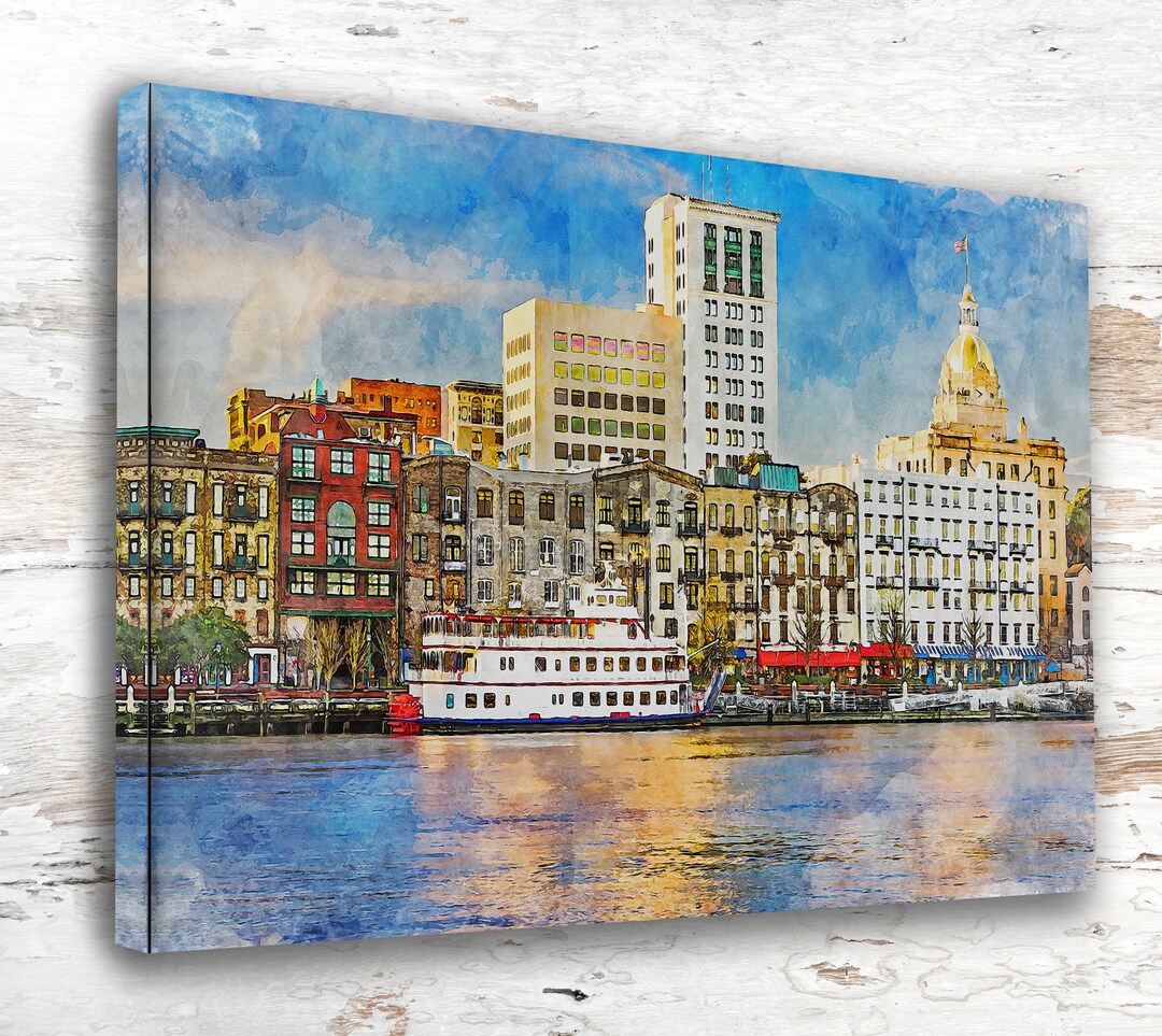 Savannah Georgia Watercolor Canvas Wall Art - Etsy
