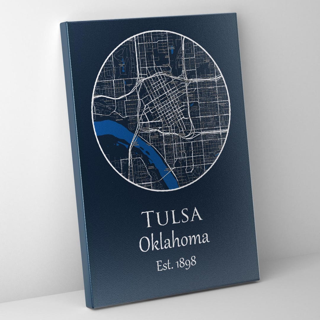 Tulsa Map Canvas Print - Tulsa Wall Art, Tulsa City Map Canvas, Tulsa ...