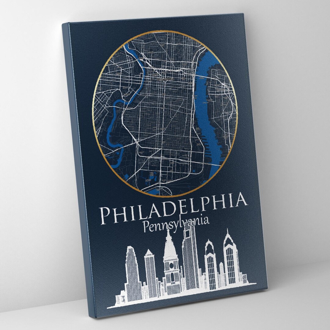 Philadelphia Map Canvas Print - Philadelphia Wall Art, Philadelphia ...